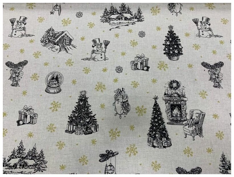 150 см. Ткань новогодняя с рисунком The Snowman отрез 1 метр