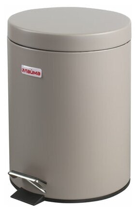 Ведро-контейнер для мусора (урна) с педалью LAIMA "Classic", 5 л, серое, матовое, металл, со съемным внутренним ведром, 602849