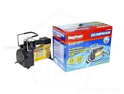 Компрессор автомобильный megapower (35л/мин, 7атм,12v) в сумке, фиксатор давления (m-14001a)