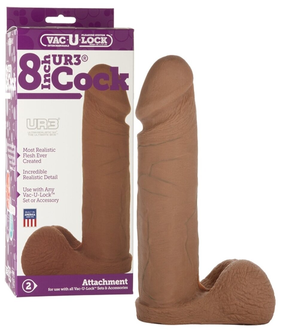 Doc Johnson Насадка для трусиков системы Vac-U-Lock UltraSKYN Caramel 8" (20 см, Ø 5 см)