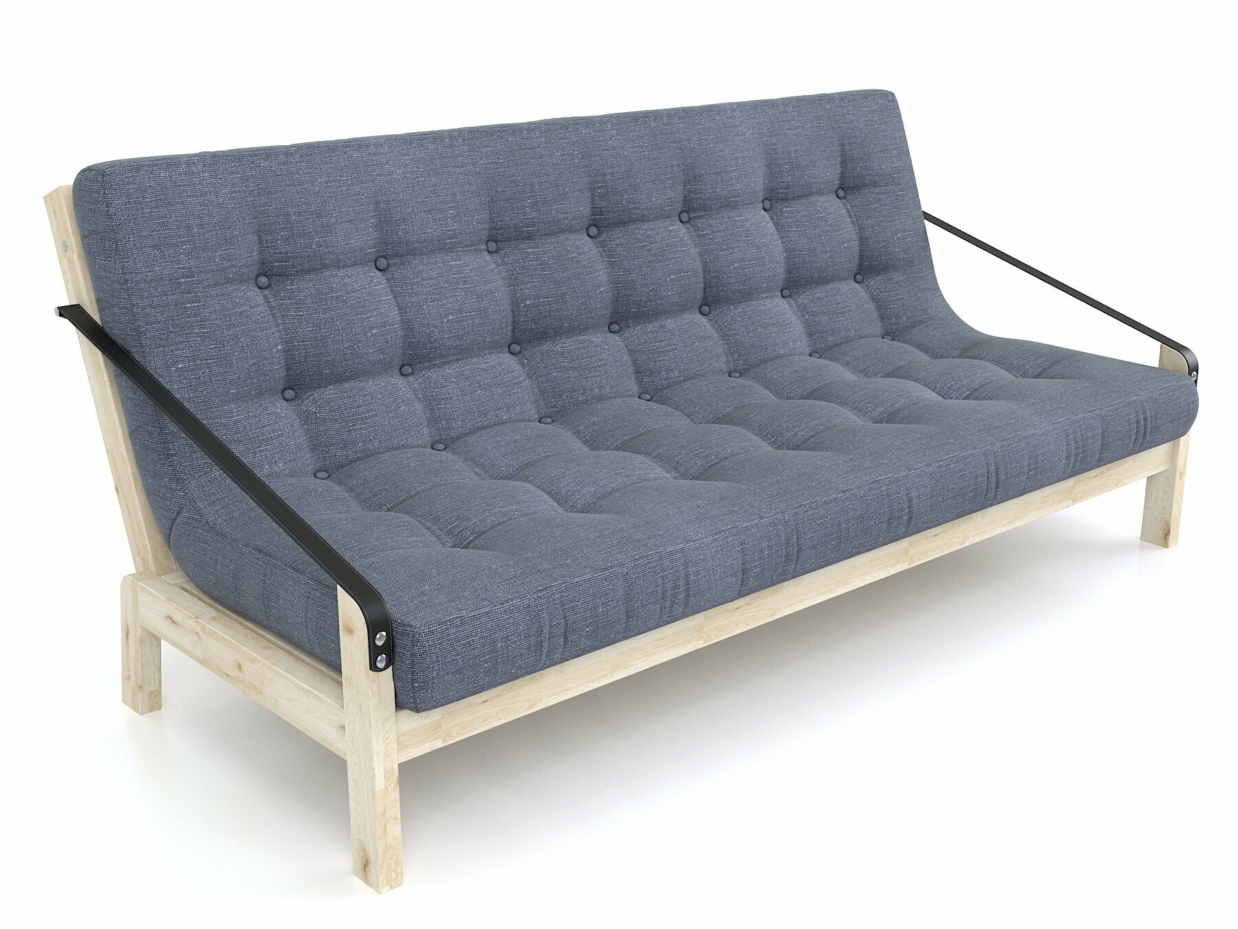 Садовый диван Arsko Локи-С, графитовый-сосна, рогожка, трехместный, в офис, в салон красоты, на ножках, скандинавский лофт