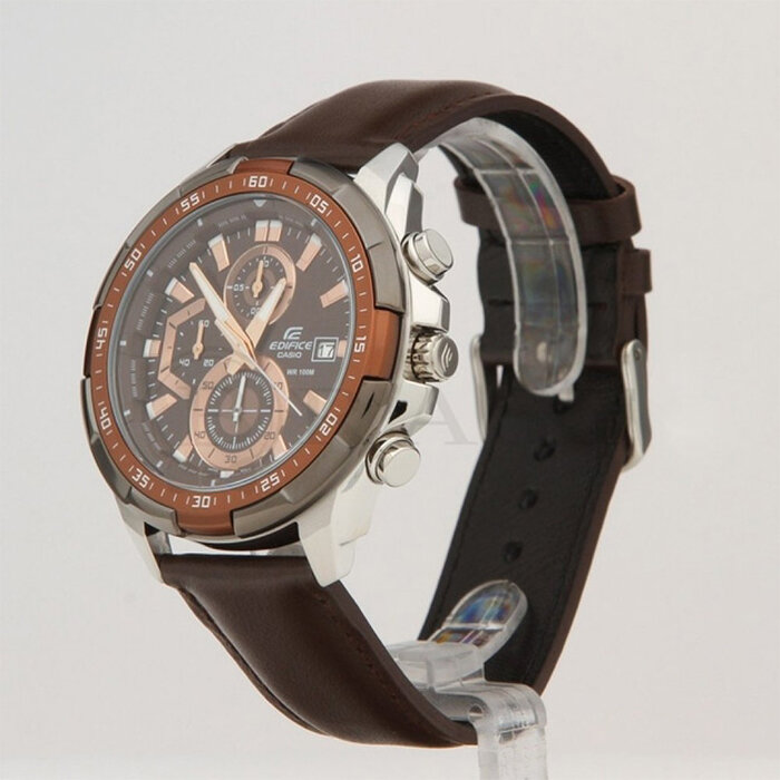 Наручные часы CASIO Edifice, серебряный, коричневый — фото 1
