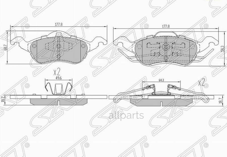 SAT ST-1425406 Колодки тормозные (Спереди) Ford Focus 98-04