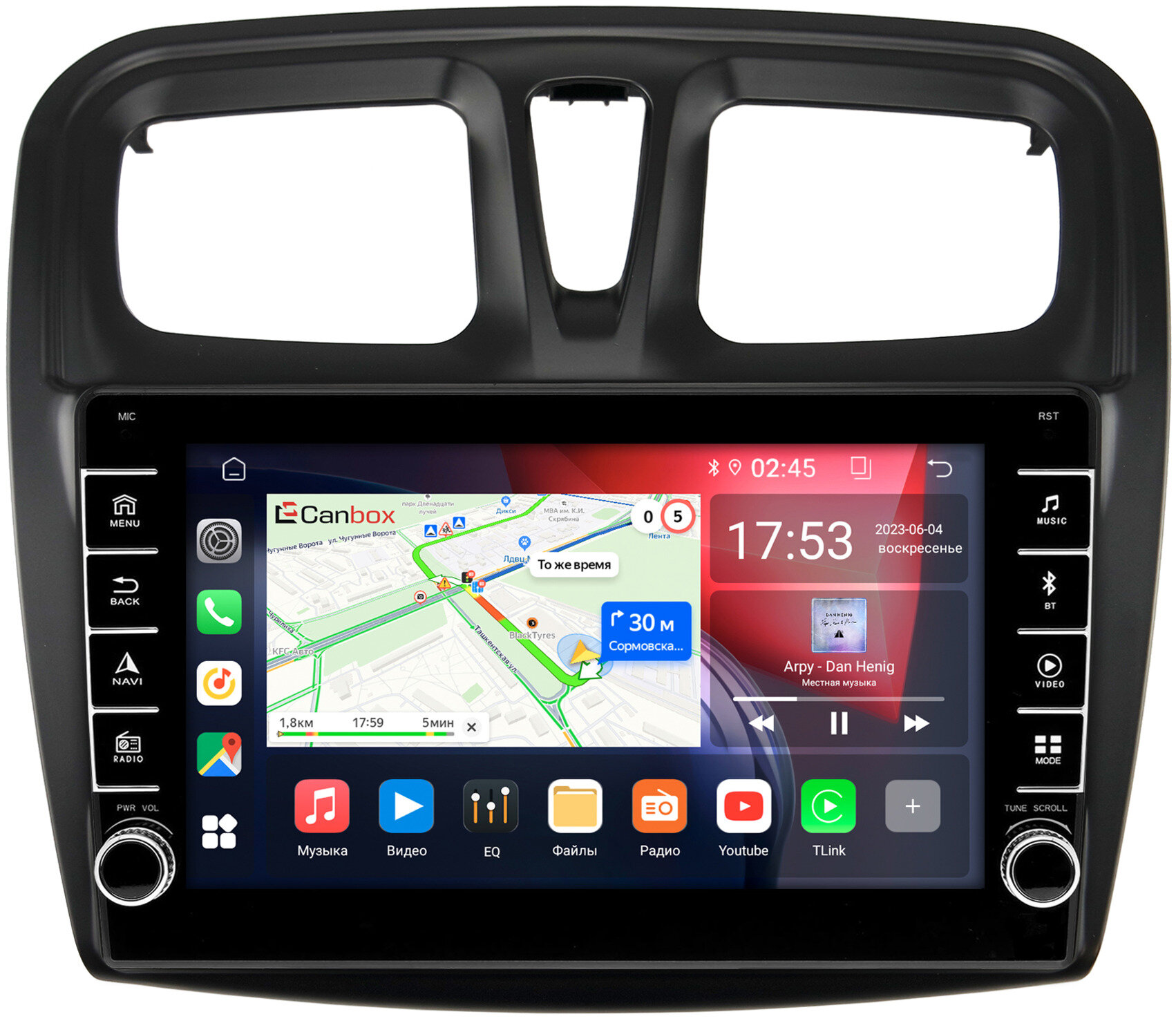 Штатная магнитола Renault Logan 2, Sandero 2 (Stepway) 2012-2022 (9") Canbox BGTR9-3010 4/64 Android 10 (IPS, DSP, CarPlay)