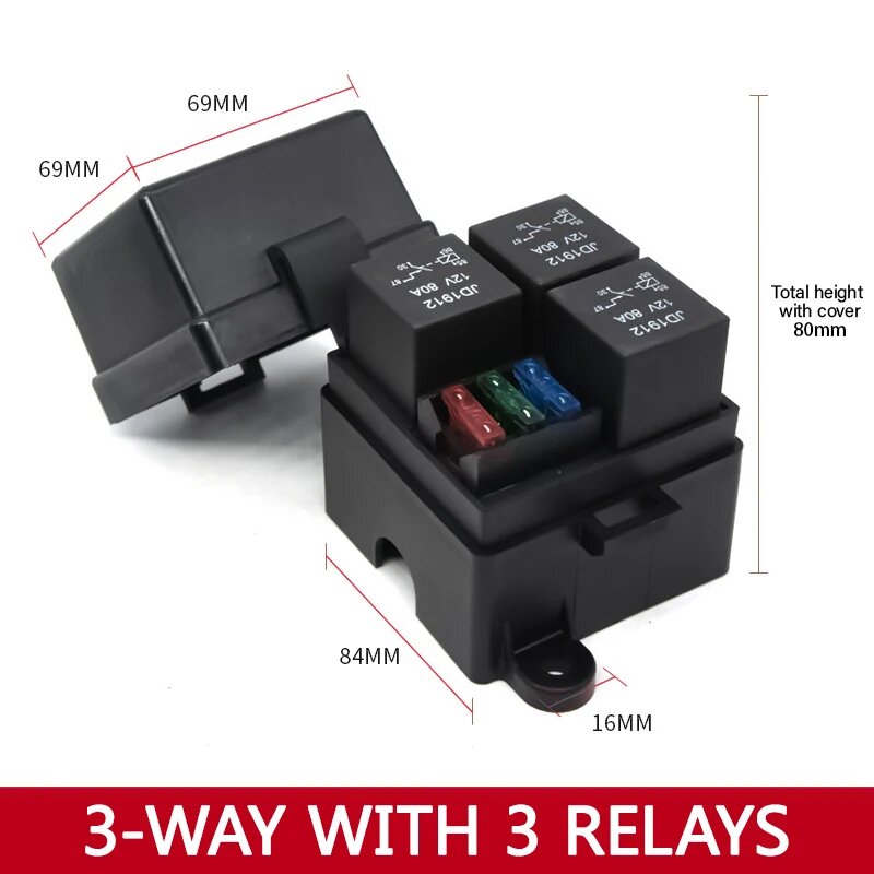 Автомобильный 6-контактный блок предохранителей с блоком релейного блока, 3 Way with 3 relay