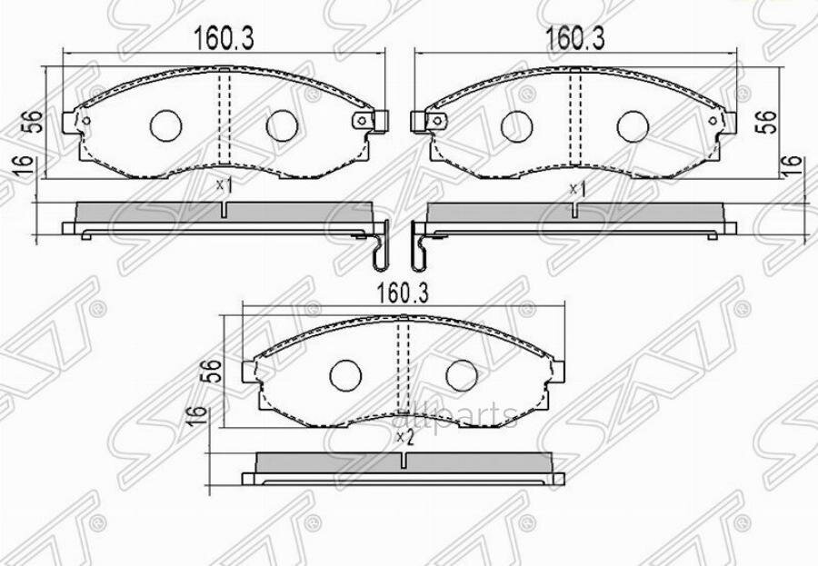 SAT ST-6614203021 Колодки тормозные (Спереди) SsangYong Istana 95-04