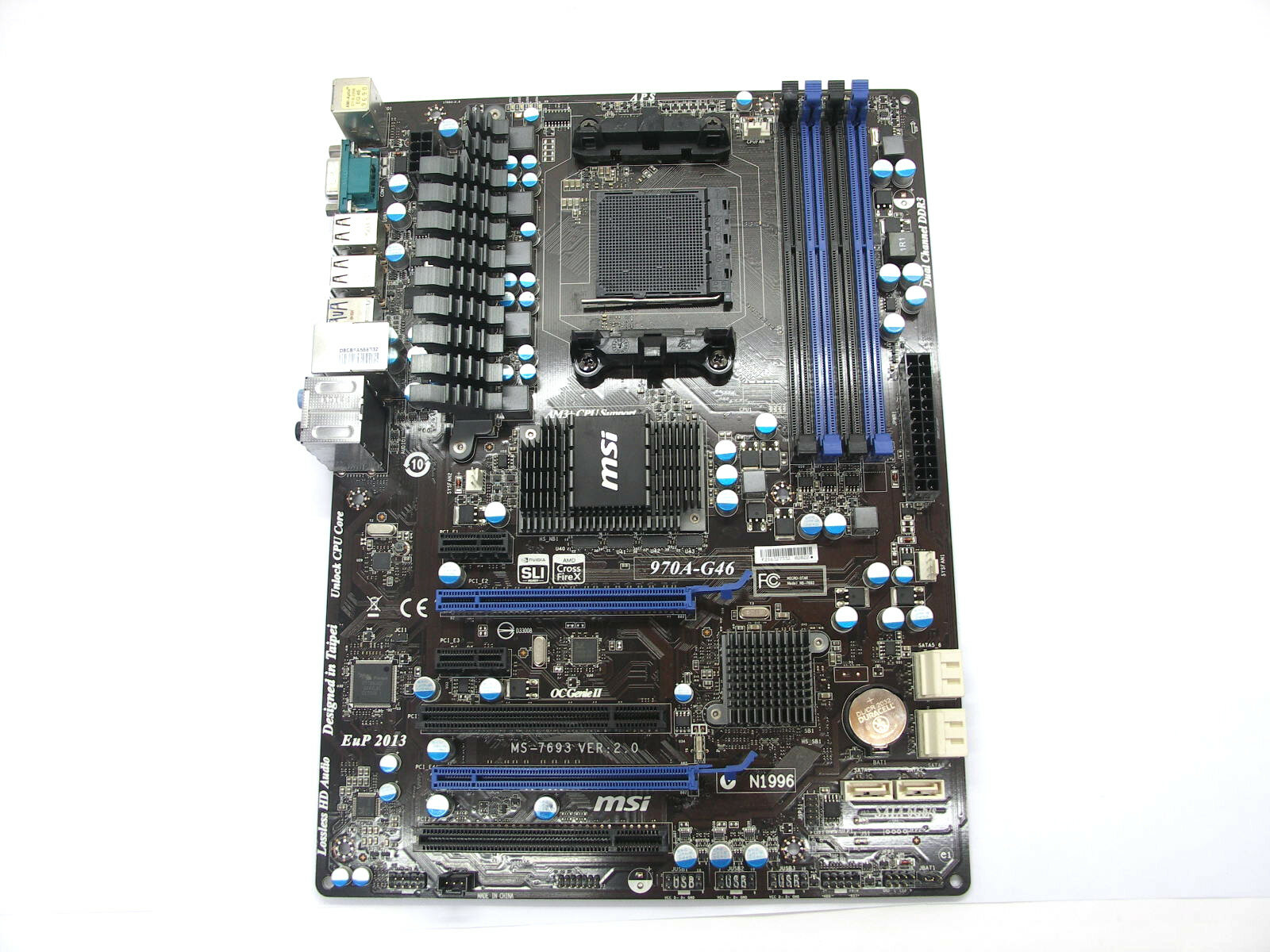 Материнская плата S-AM3+ MSI 970A-G46 AMD970/4DDR3/USB3.0/SATA/GLan/Sb/ATX, без планки