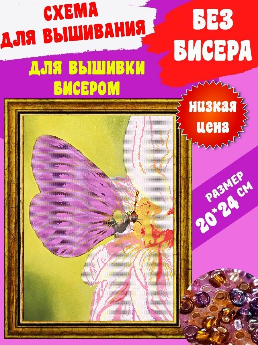 Схема без бисера картина Бабочка