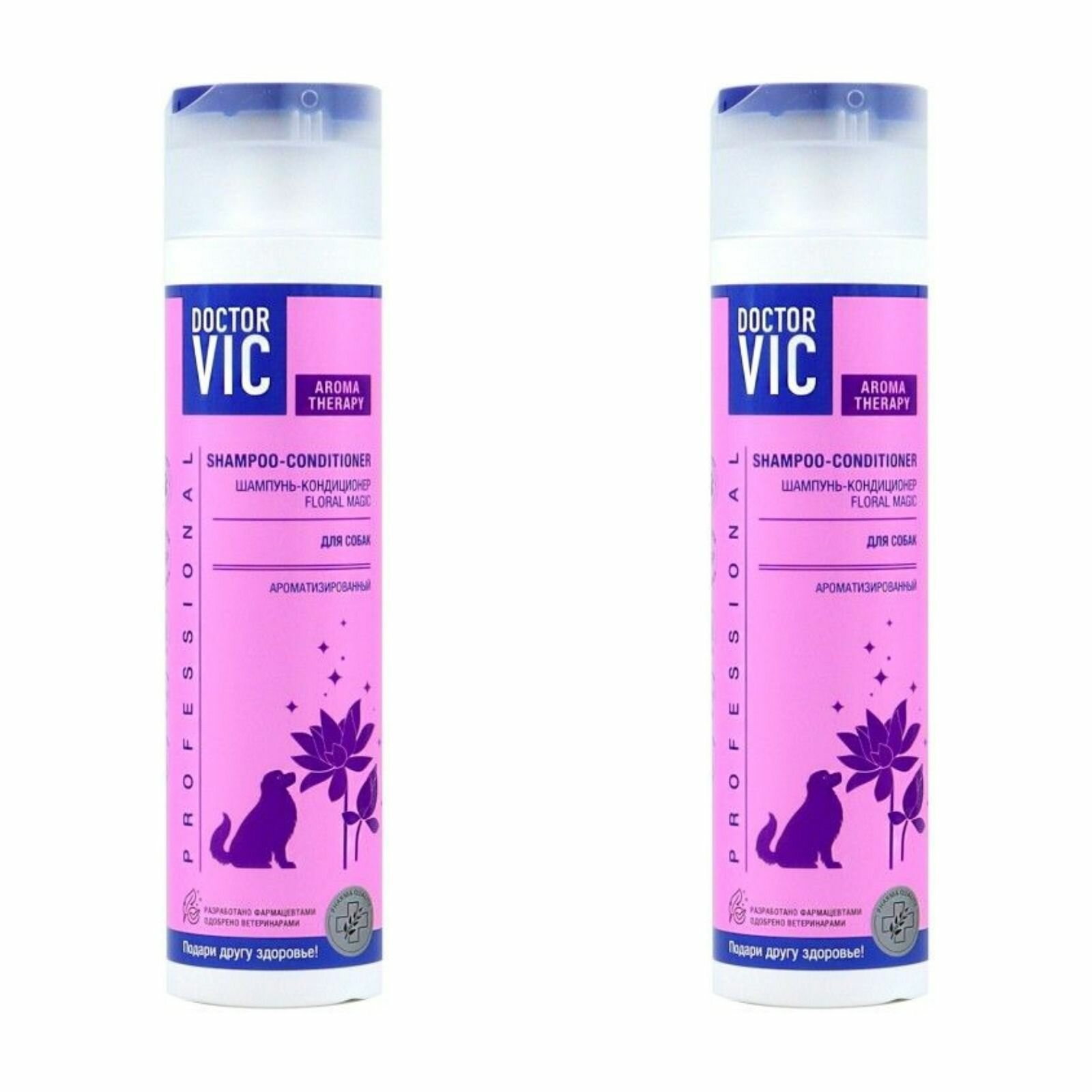 DOCTOR VIC Шампунь-кондиционер для собак Floral Magic, 250 мл, 2 шт