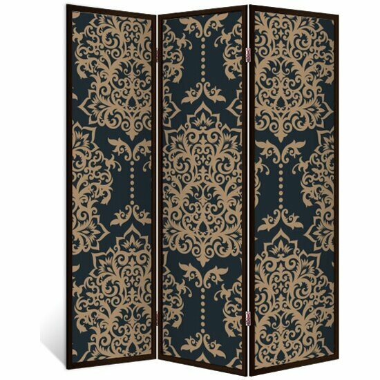 Ширма перегородка Декор Депо для комнаты деревянная "Музей" двухсторонняя с картинкой (мода и красота) 3 створки венге 176х140 см 11 кг