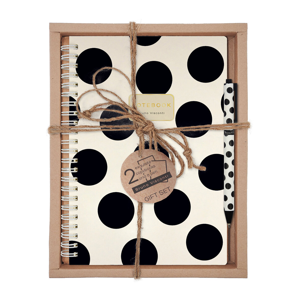 Набор подарочный "BLACK POLKA DOTS" (тетрадь BV на гребне В клетку И ручка)