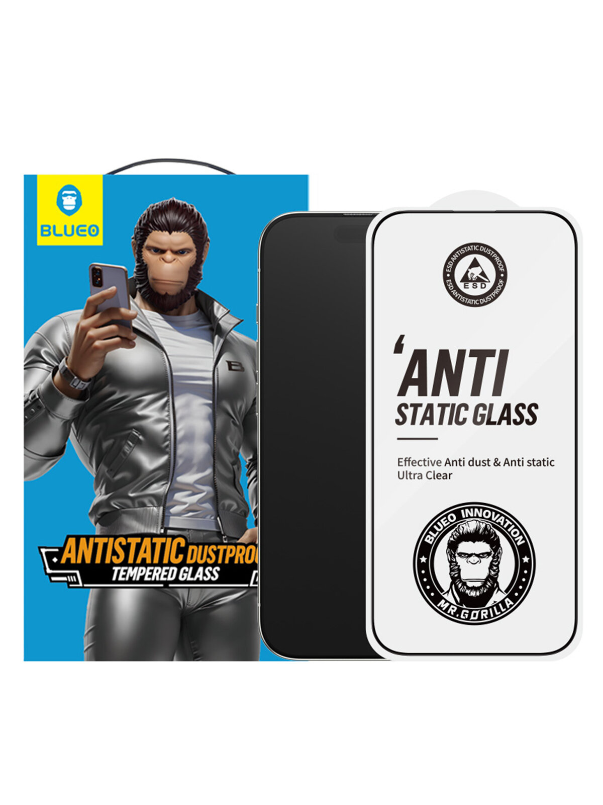 BlueO стекло для iPhone 16 Pro Max, Narrow border Anti-Static Black (антистатик)