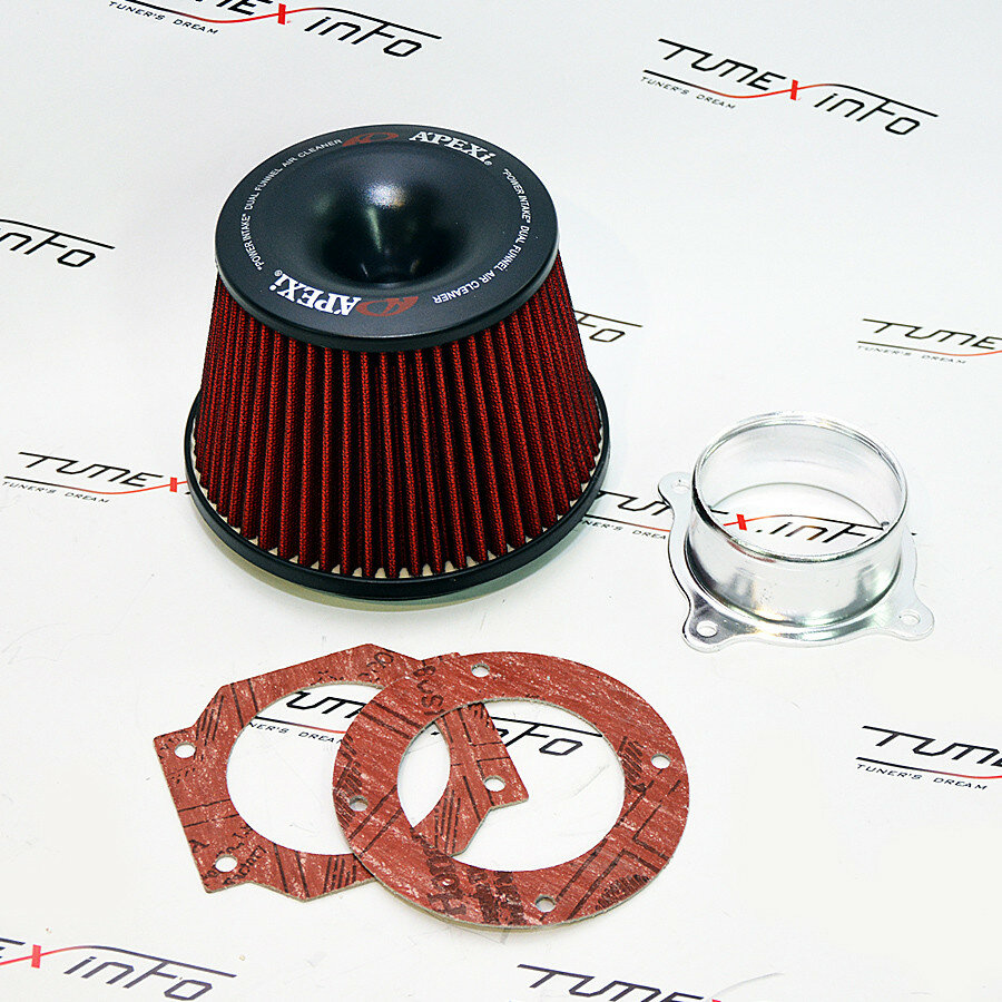 Спортивный фильтр нулевого сопротивления Apexi style 022, 021 с адаптером (Китай) (Красный)