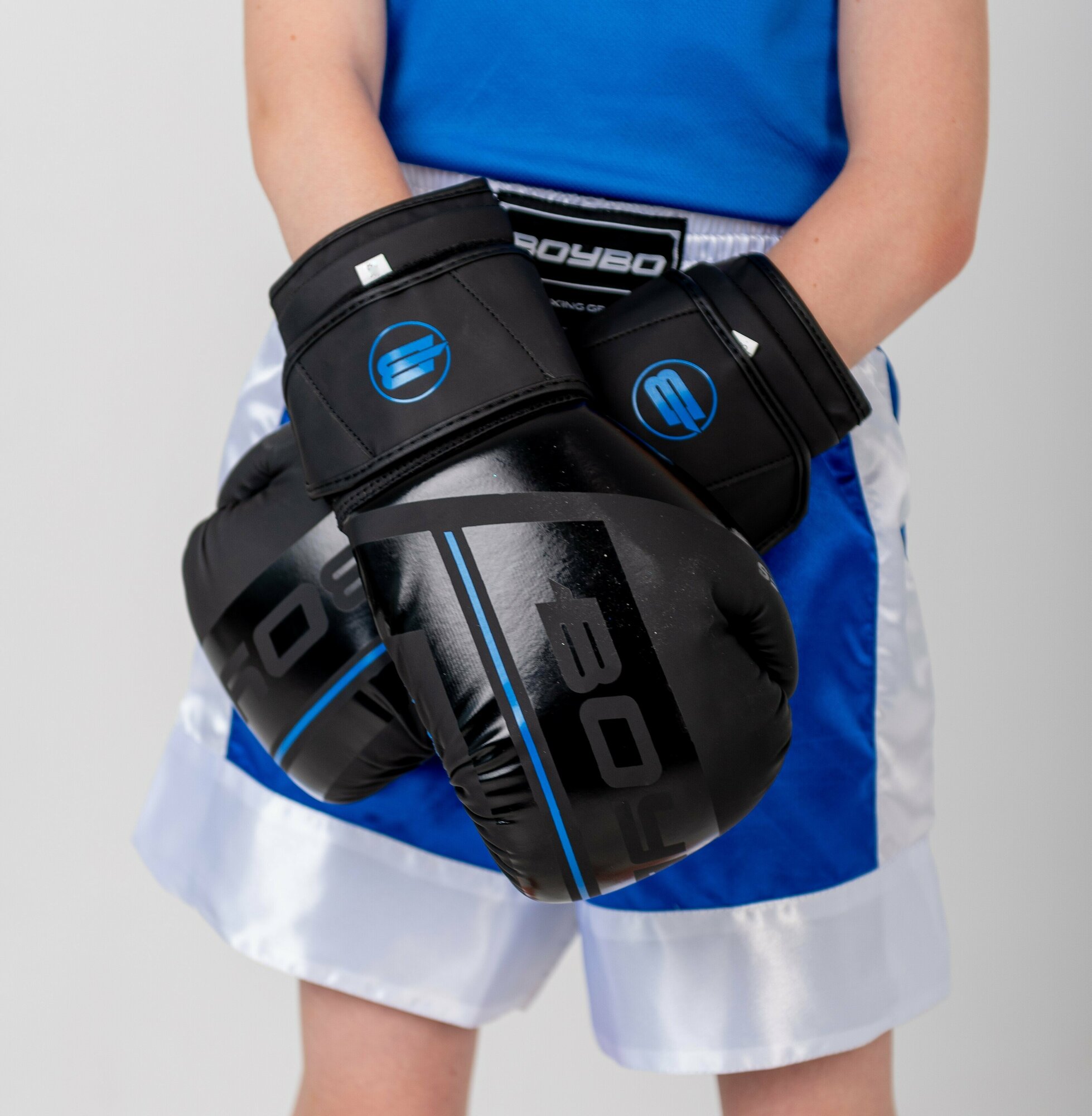 Боксерские перчатки BoyBo B-Series черно-синий, 12 Oz