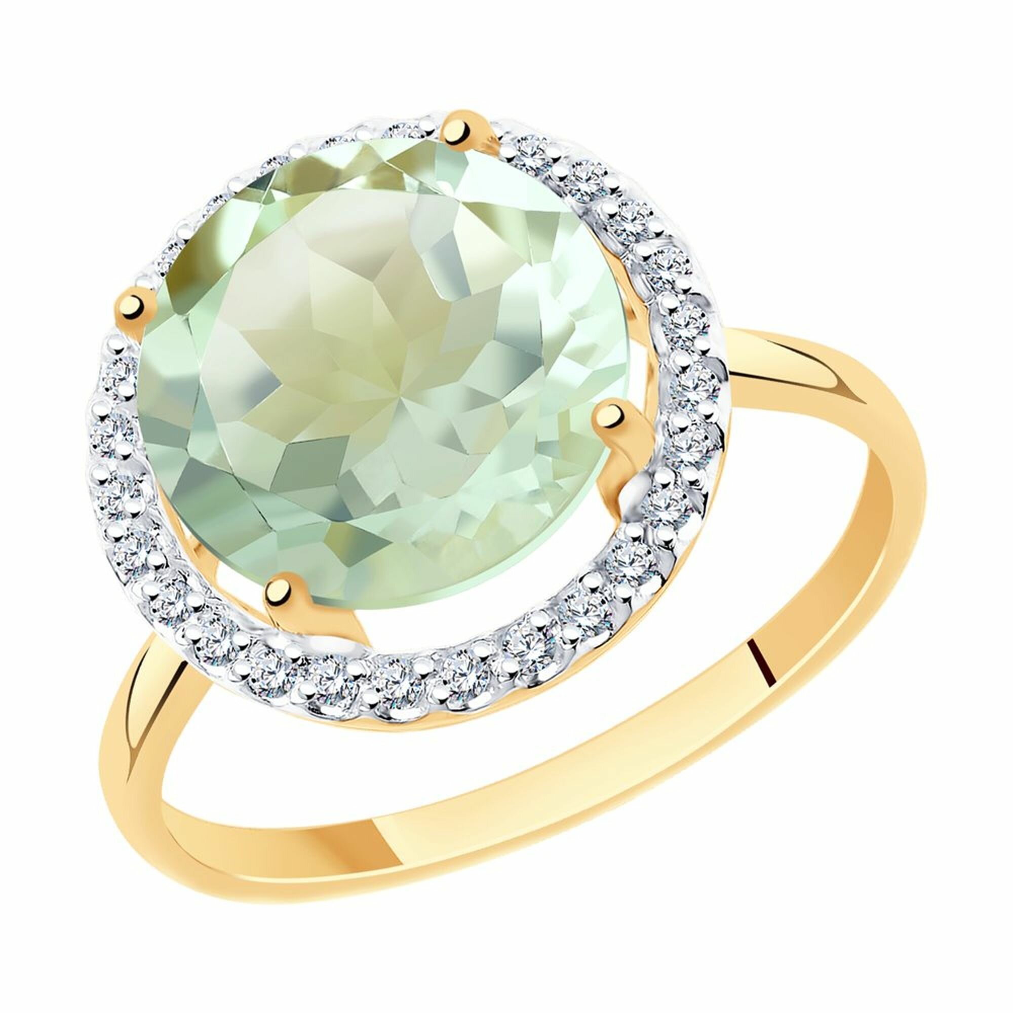 Кольцо, красное золото, 585 проба, фианит, аметист