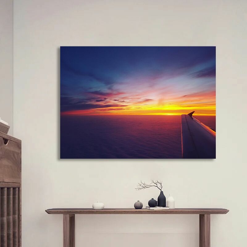 Картина "Летящий Самолет", на подрамнике, на дереве, с креплением "крокодил", 20x30 см