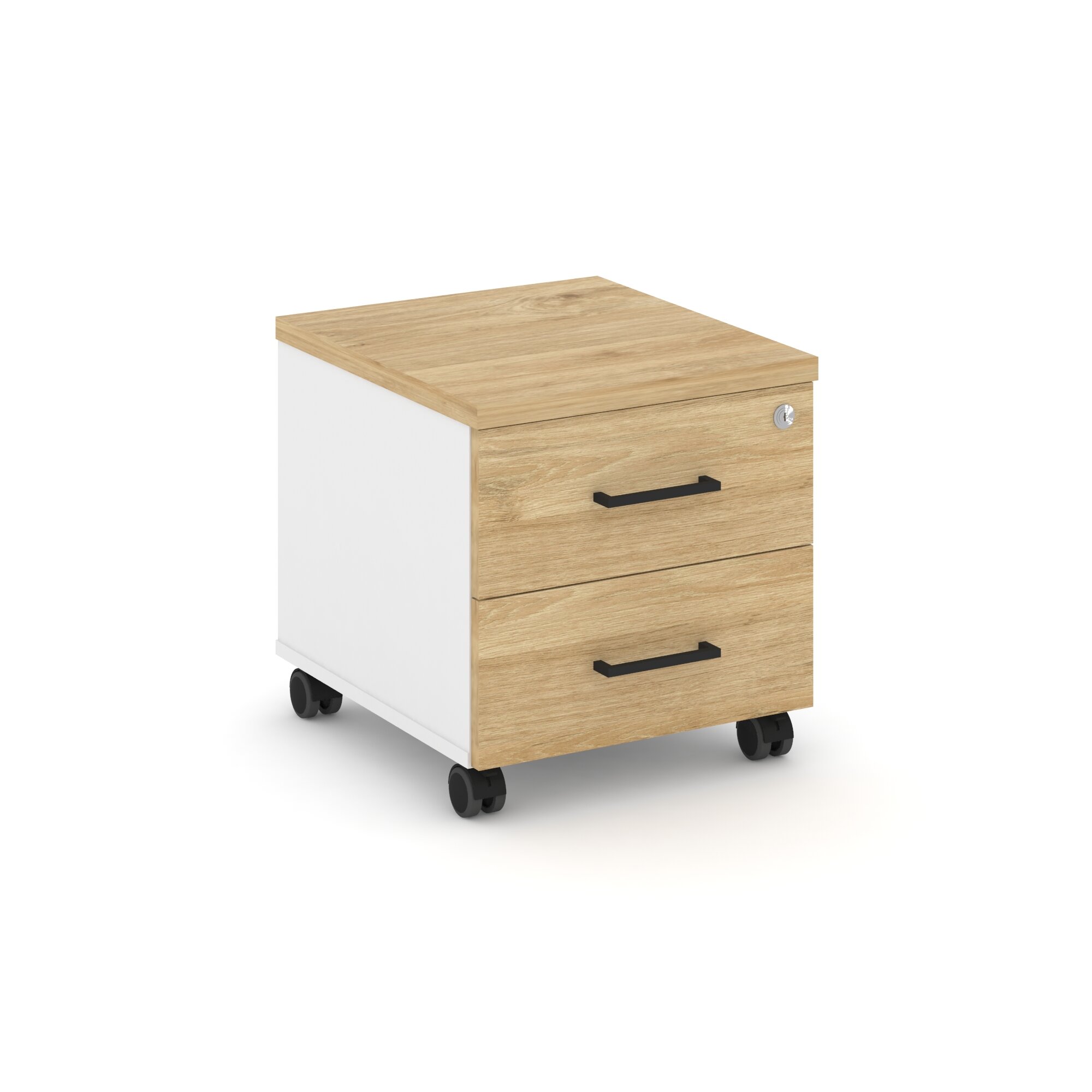 Тумба мобильная 2 ящика Стайл Проджект/Style Project Riva SN. TM-001 Белый/Тиквуд Светлый 416*460*437