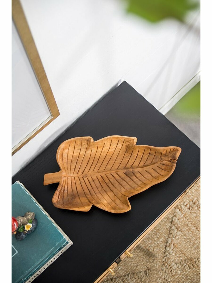 SA80208 Блюдо декоративное Лист 40х24х6см, тиковое дерево, Glasar
