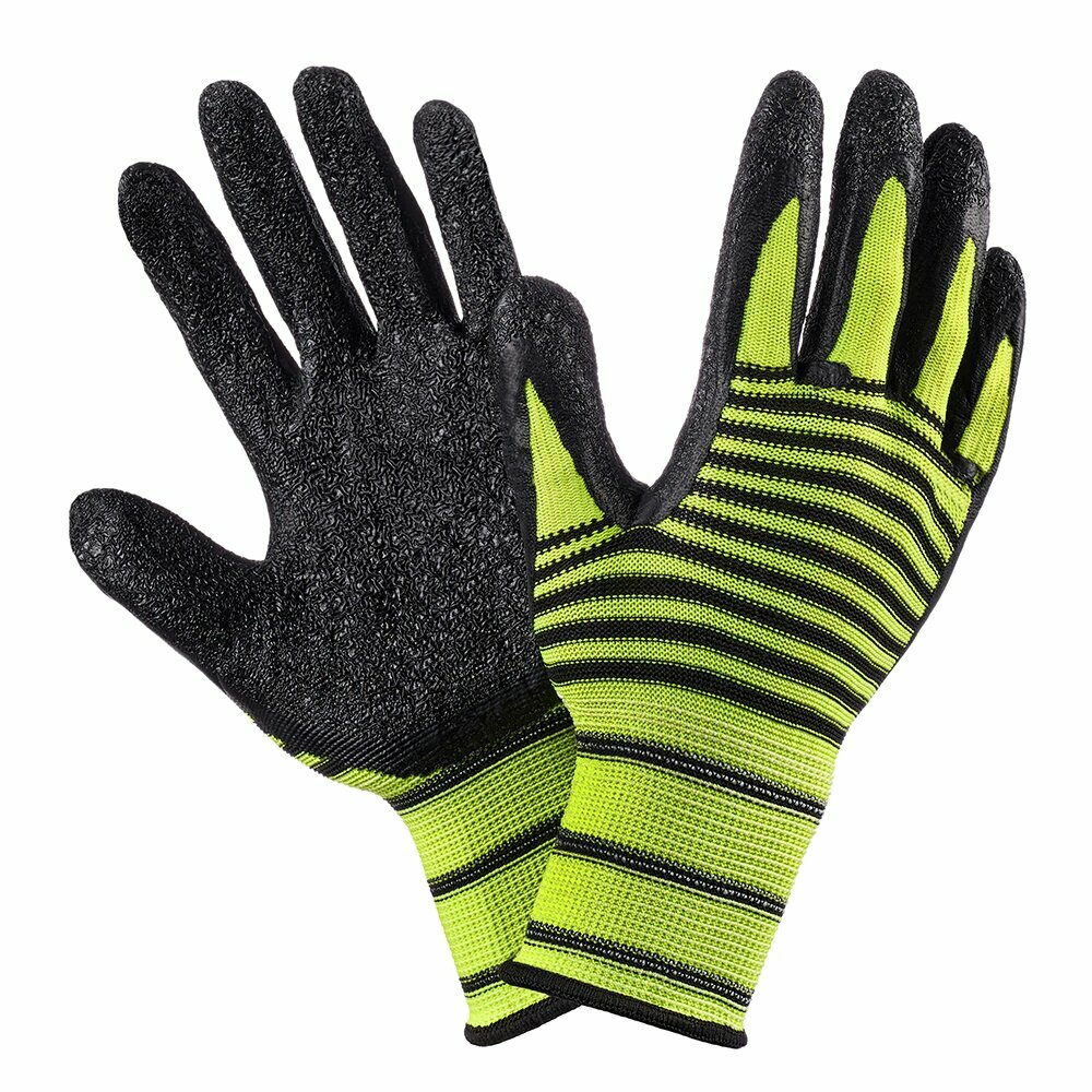 Перчатки рабочие нейлоновые с рельефным латексным покрытием