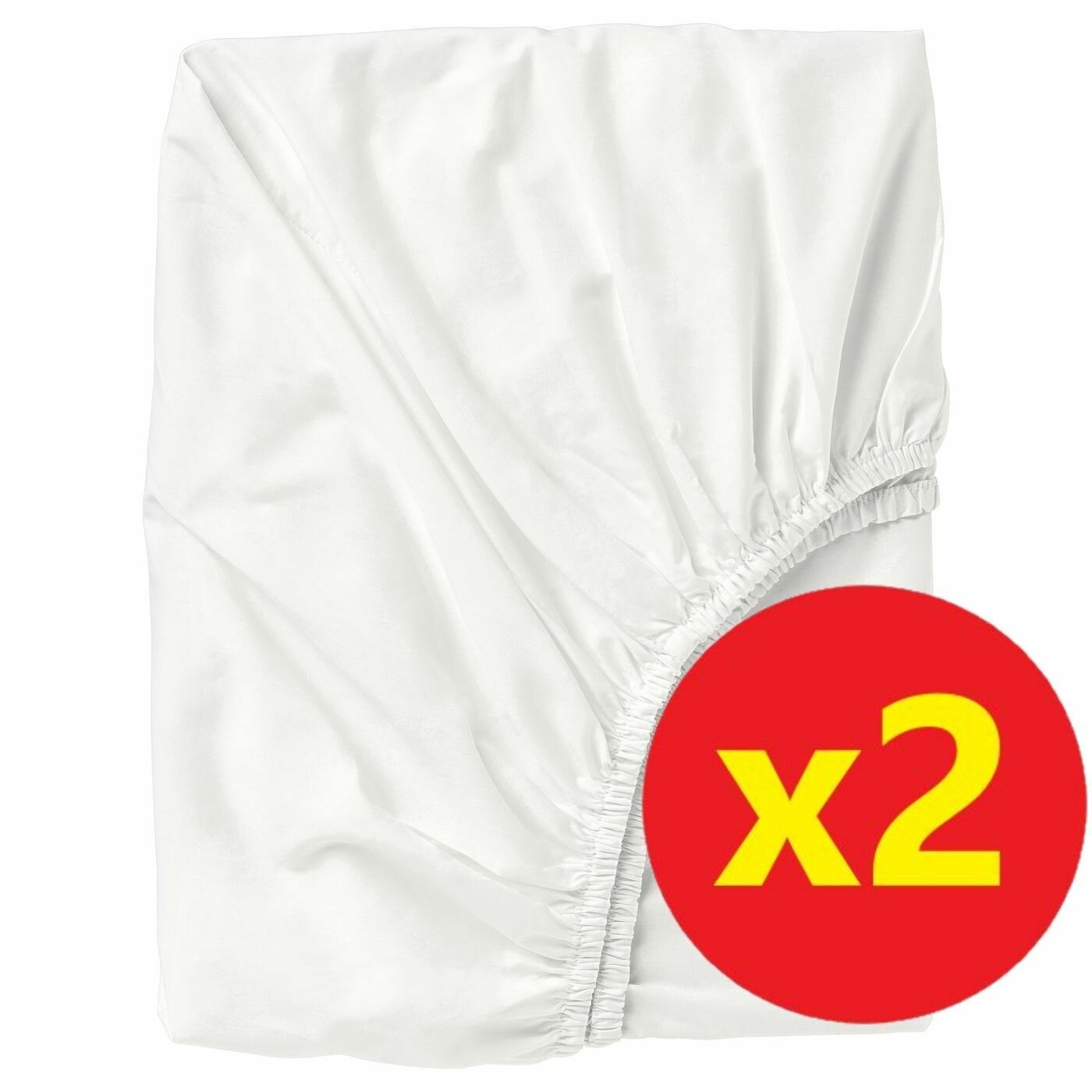 ULLVIDE Простынь на резинке 140х200 см икеа, 2 шт натяжные/белые (s30351157)