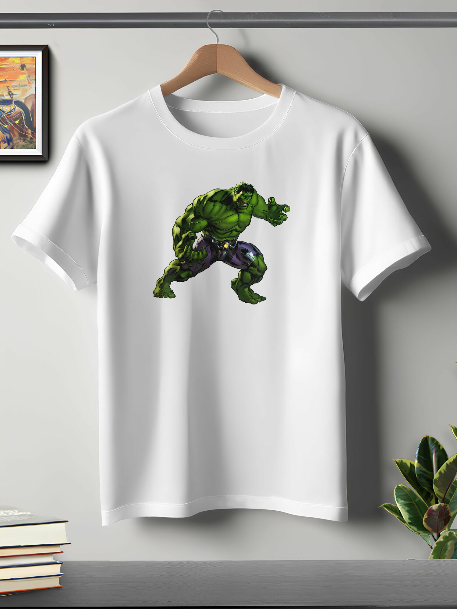 Футболка ONEQ унисекс 48-50 (L) размер с принтом Халк, белая