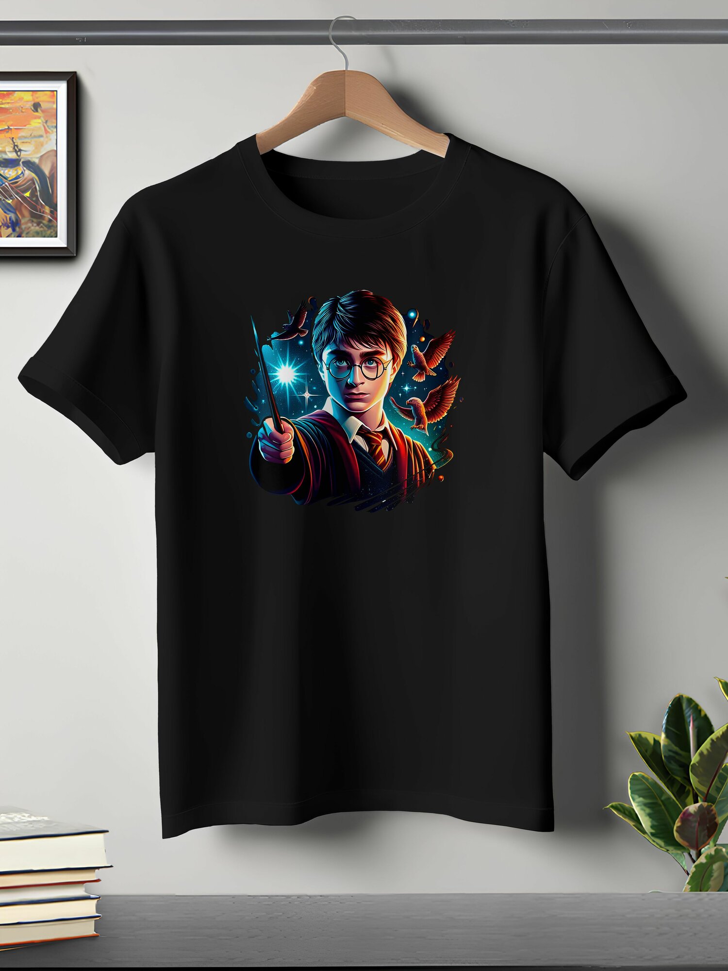 Футболка  Детская ONEQ 122 (7-8) размер с принтом Гарри Поттер, черная