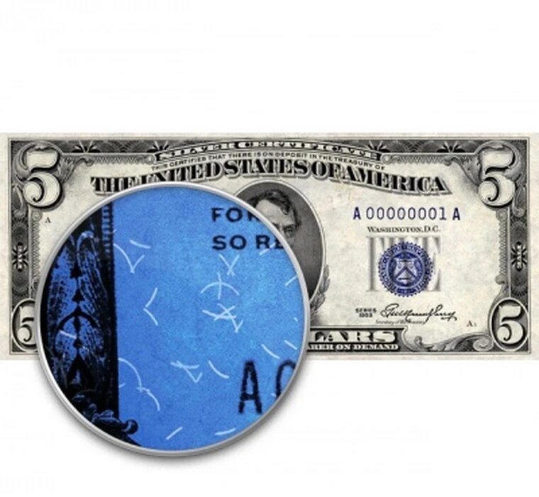 5 долларов 1934 А серебряный сертификат США, сувенирная копия УФ штрихи, банкноты и купюры редкие коллекционные