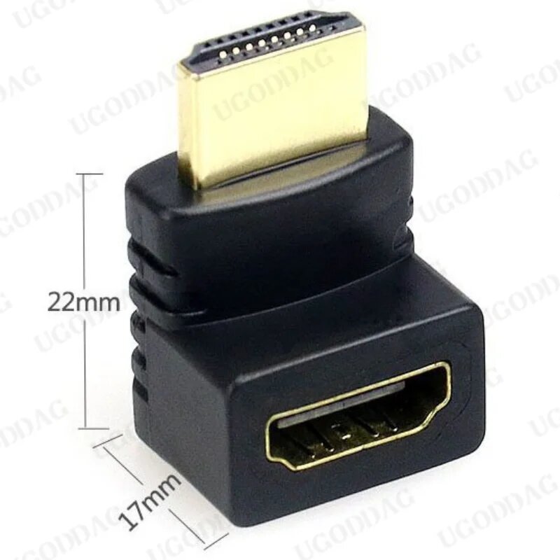 HDMI-совместимый 90-градусный прямоугольный адаптер HDMI-совместимый 270-градусный HDMI-совместимый штекер-мама HD-угловой разъем