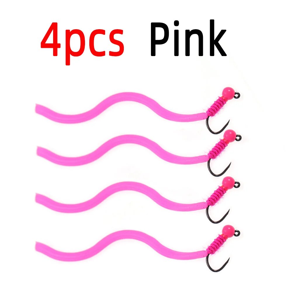 Wifreo Мухи для рыбалки Squirmy Wormy #14 4 шт. Розовый, 4pcs Pink