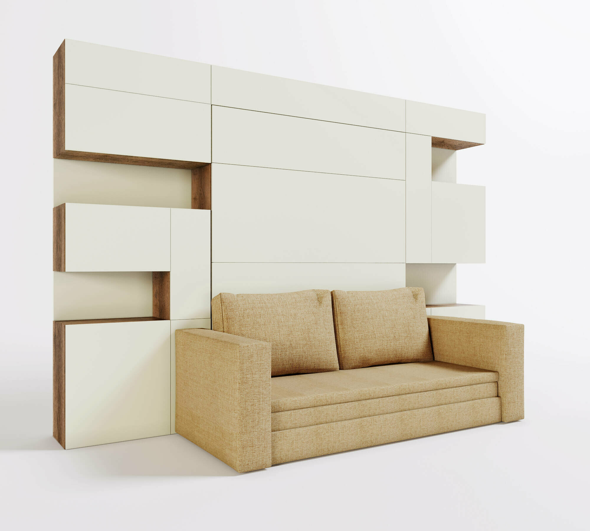 Шкаф кровать-трансформер с диваном Летто Максима Гранде 1600 исполнение 1/2 Лайт Янтарь