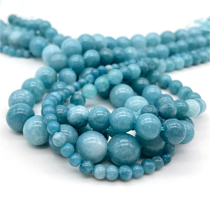 Натуральные бусины аметист амазонит агаты нефрит 4 6 8 10 мм 4mm(88-93pcs), Aquamarine