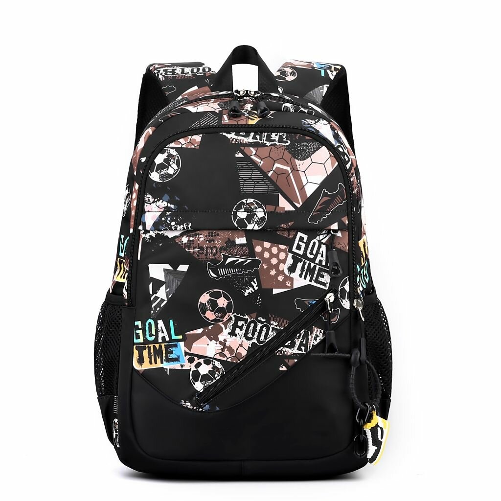 Школьный рюкзак с модным принтом для мужчин-коричневый футбольный рюкзак-backpack