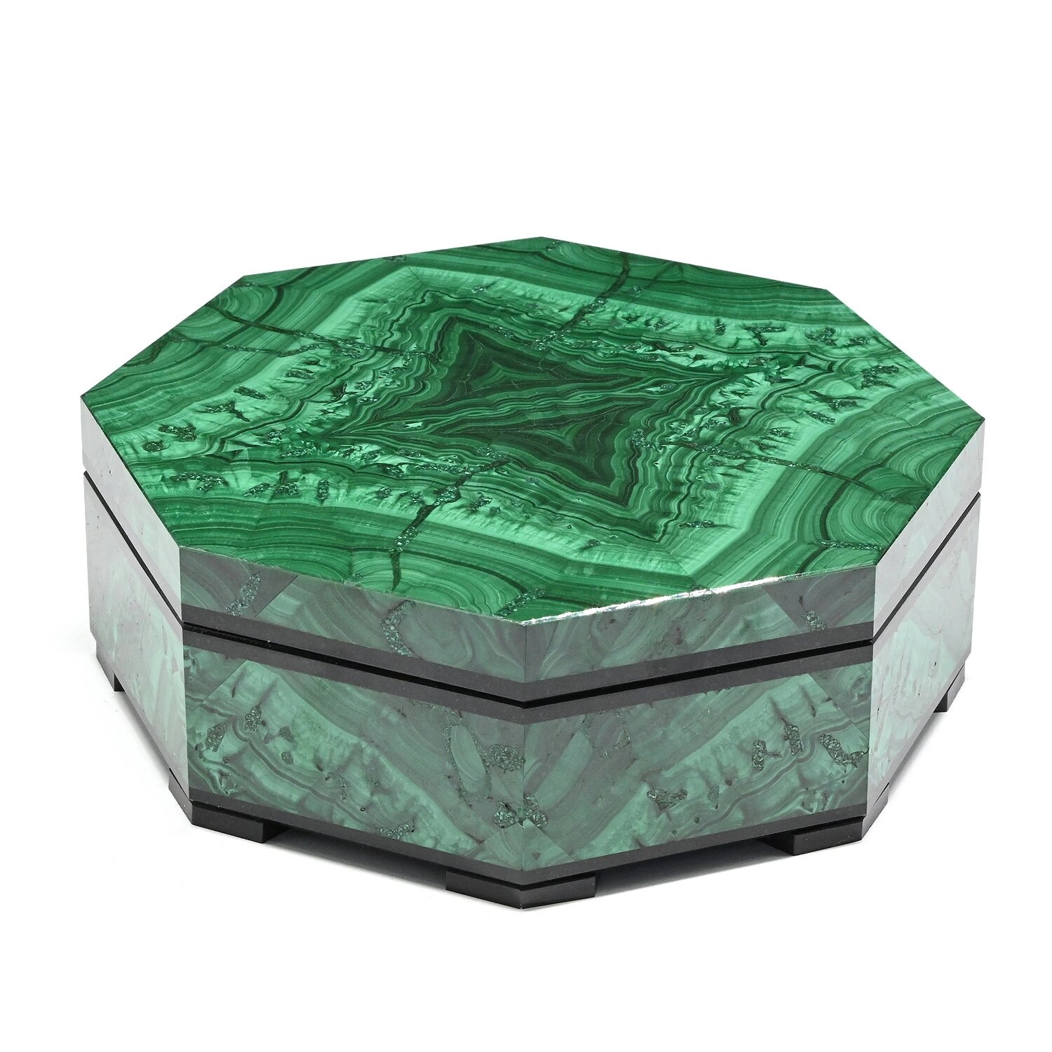 Шкатулка малахит "Восьмигранник" 140*140*50мм .