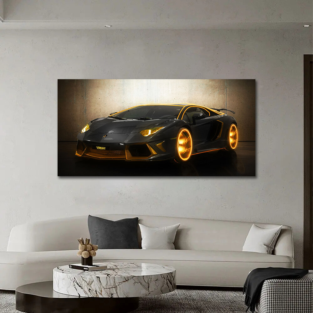 Картина авто / ламборгини, картины на стену для интерьера / мужчине, мальчику, 40х80 см,