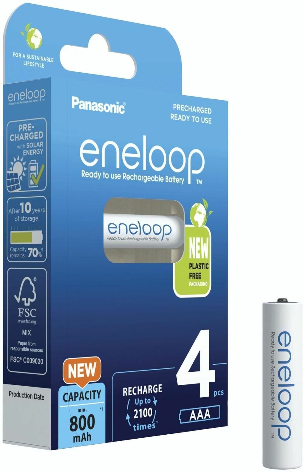 Аккумуляторы Panasonic Eneloop BK-4MCDE/4BE AAA 800 4шт