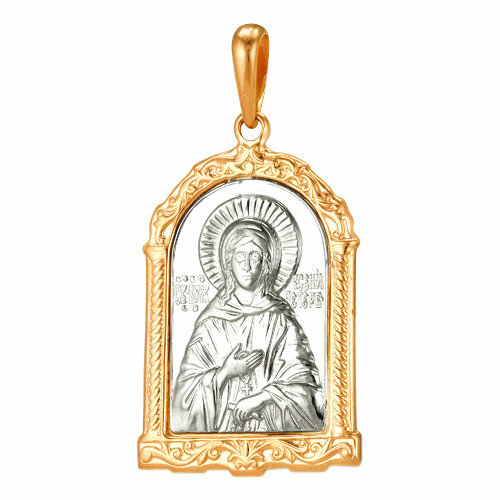 Иконка, белое, красное, комбинированное золото, 585 проба