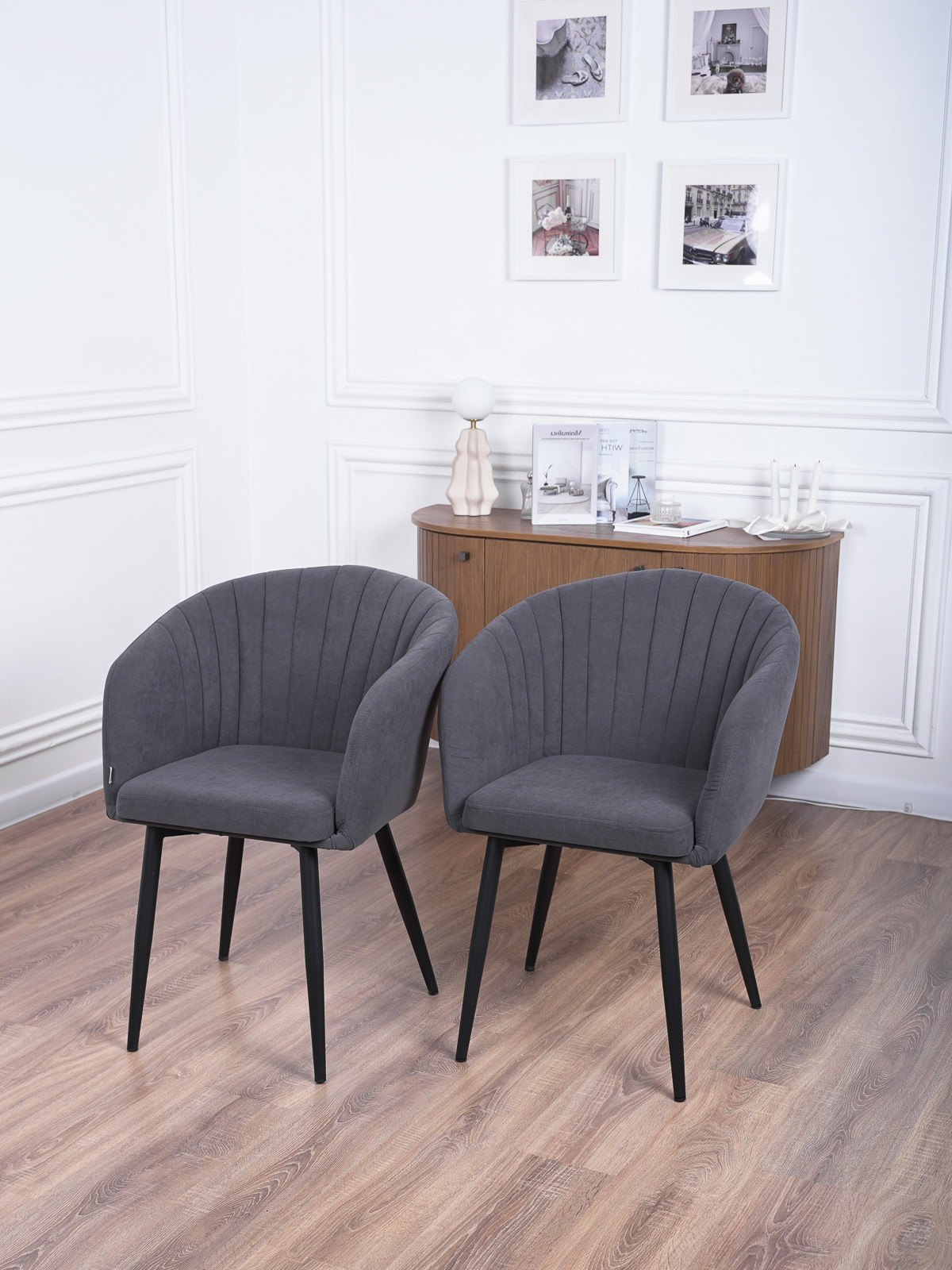 Стулья для кухни со спинкой велюр Малибу пепельно-серый 2шт