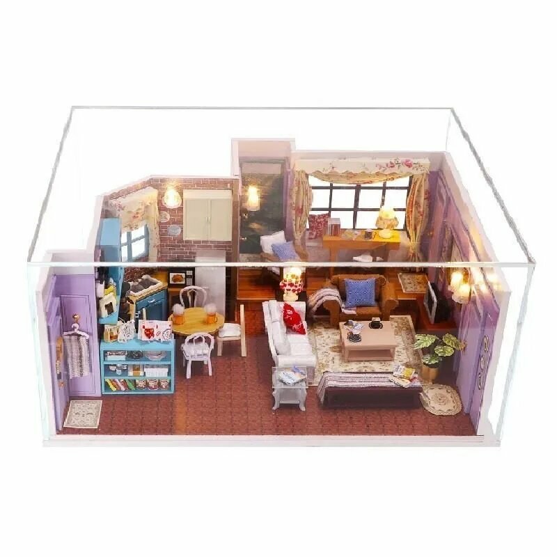 KNOW EASY-Интерьерный конструктор, румбокс, "Квартира Моники" из сериала "Друзья", миниатюра DIY House, новогодний подарок