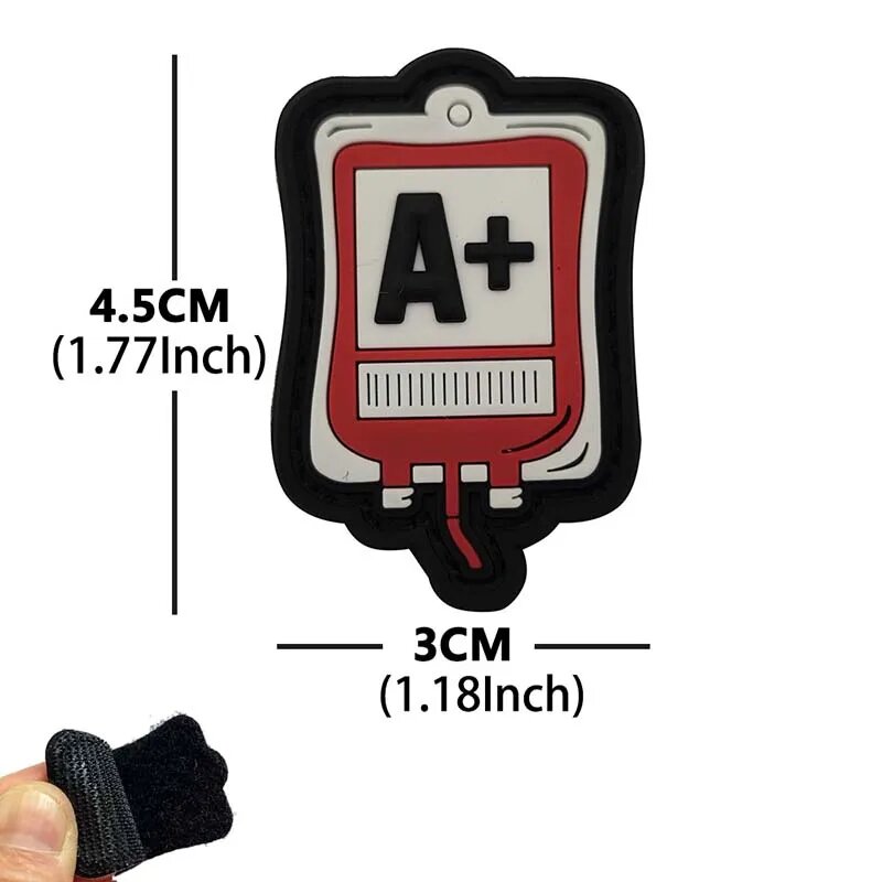Черный патч A+ группа крови, 3х4.5 см