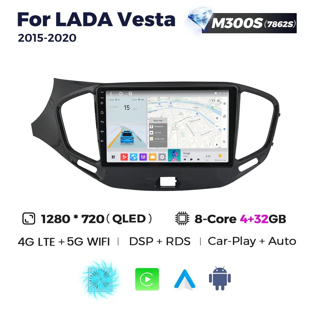 MEKEDE 9.5-дюймовый 8-ядерный Android автомагнитола UIS7862S 8GB+256GB Головное M300S 4-32