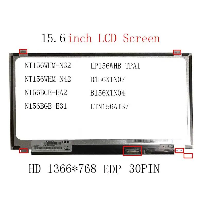 Для Lenovo G50-80 G50-70 G50-45 G50-30, светодиодный экран для ноутбука 1366*768 HD 30 Pin eDP 15,6 дюймов, тонкая ЖК-матрица