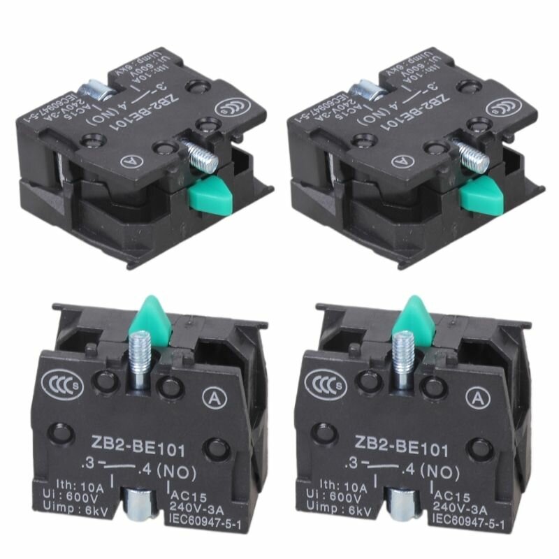 Комплект из 4-х одноконтактных нормально разомкнутых кнопочных выключателей-BE101C silver dot