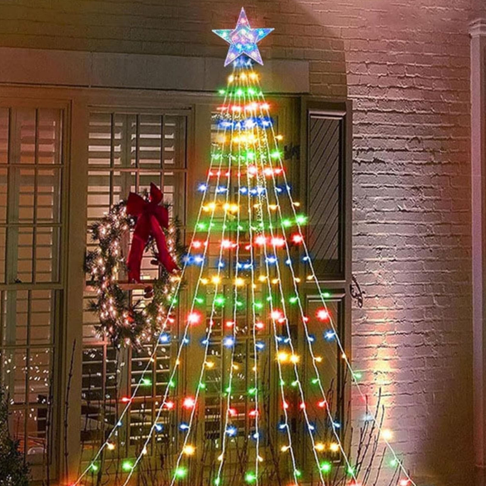 Светодиодная уличная гирлянда-водопад 3 м, 4 цвета, ПДУ, питание от 3 батареек АА