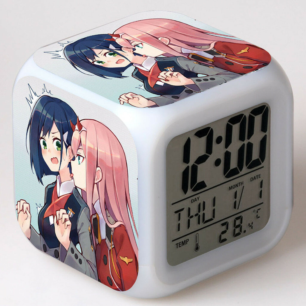 Часы charming darling in the franxx многофункциональные с 7 цветами led будильник, размер 08
