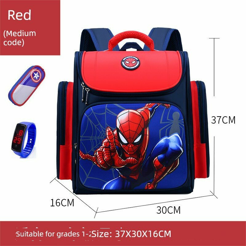 Сумка-рюкзак Spiderman Spider среднего размера с пеналом и часами, легкий школьный рюкзак для детей