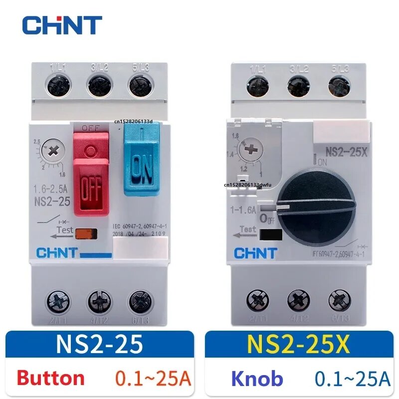CHINT Термовыключатель для двигателя NS2-25 NS2-25X, 1.6-2.5A