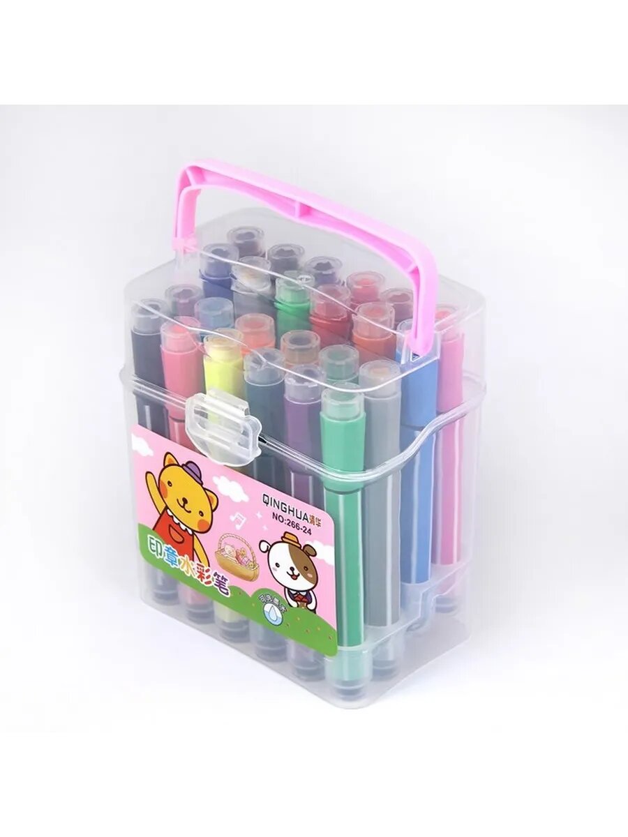 Яркий набор толстых фломастеров с печатью