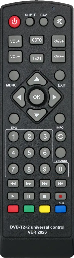 Пульт Huayu DVB-T2+2 Ver.2026 для ресиверов