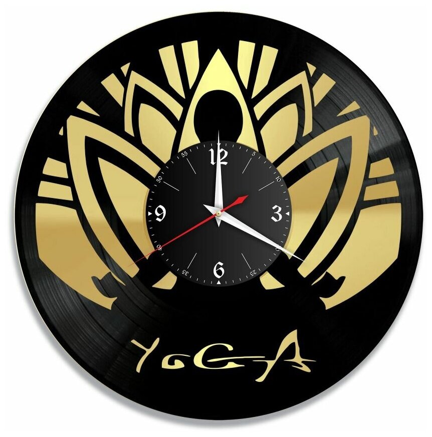 Часы из винила Redlaser "Йога, Yoga, Йог, поза лотоса, медитация, буддизм" VW-11007-1