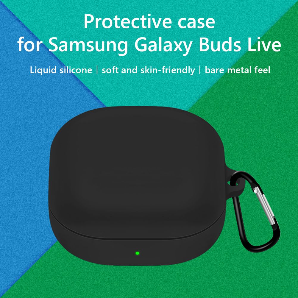 Силиконовый чехол для Galaxy Buds 2, Buds 2 Pro и Buds Live с крючком, чёрный